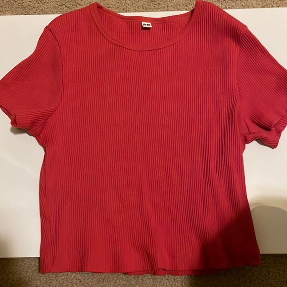 Uniqlo | Tops | Uniqlo Red Crop Top | Poshmark